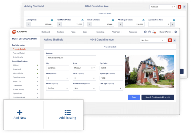 Multi-Offer Generator | Creative Finance Deal Calculator | REI BlackBook